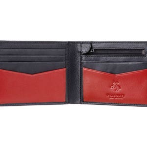 VISCONTI - Slim Leather Wallet With RFID - Black / Red - Card Holder ...