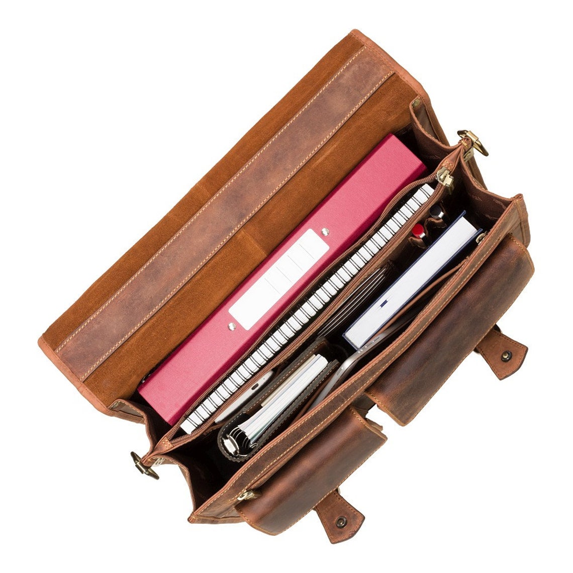 Multi Compartment Briefcase VISCONTI Hulk Oiled Tan - Etsy UK