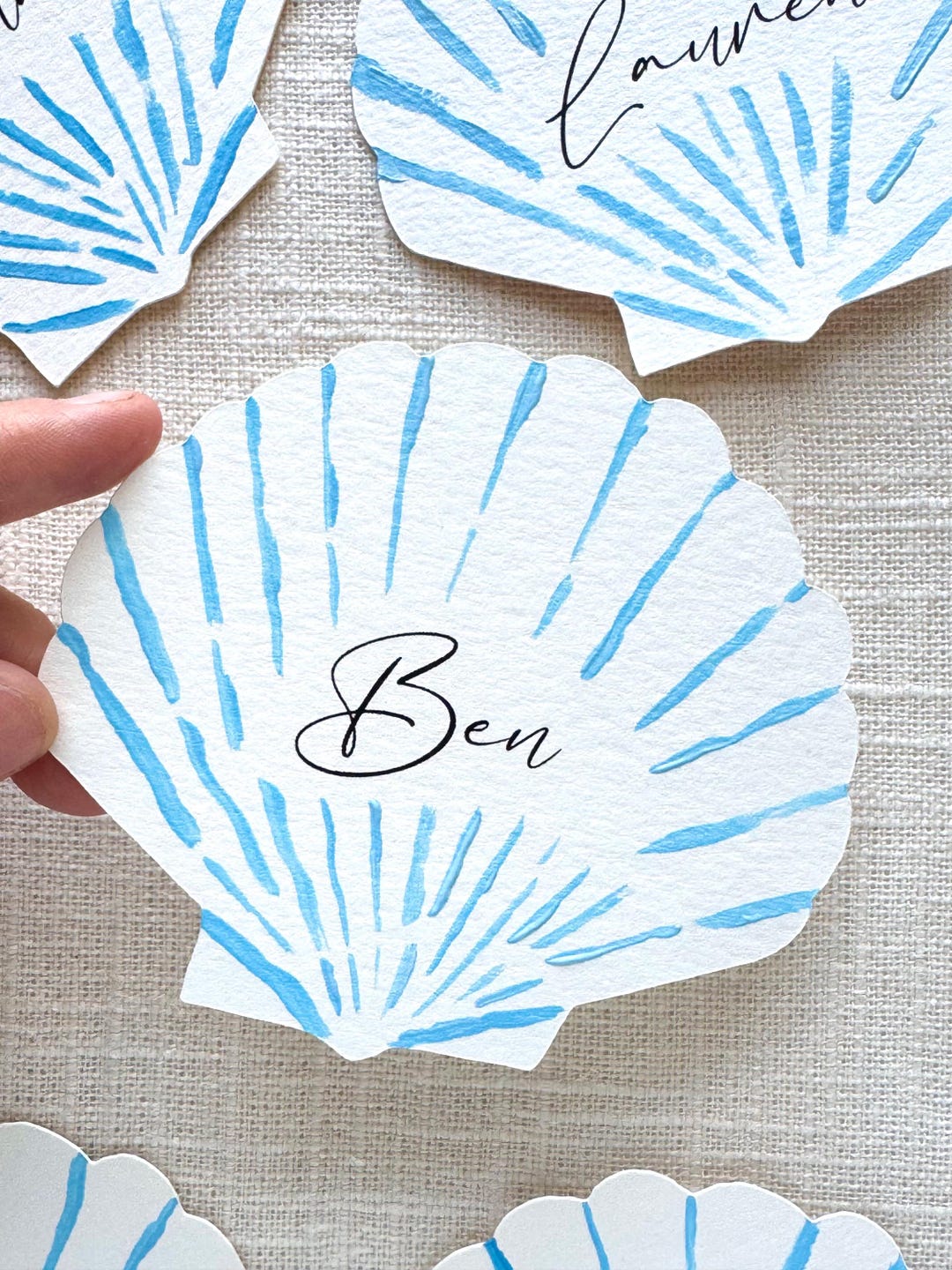 Hand-painted Sea Shell Place Cards - Coastal Wedding Decor - Etsy
