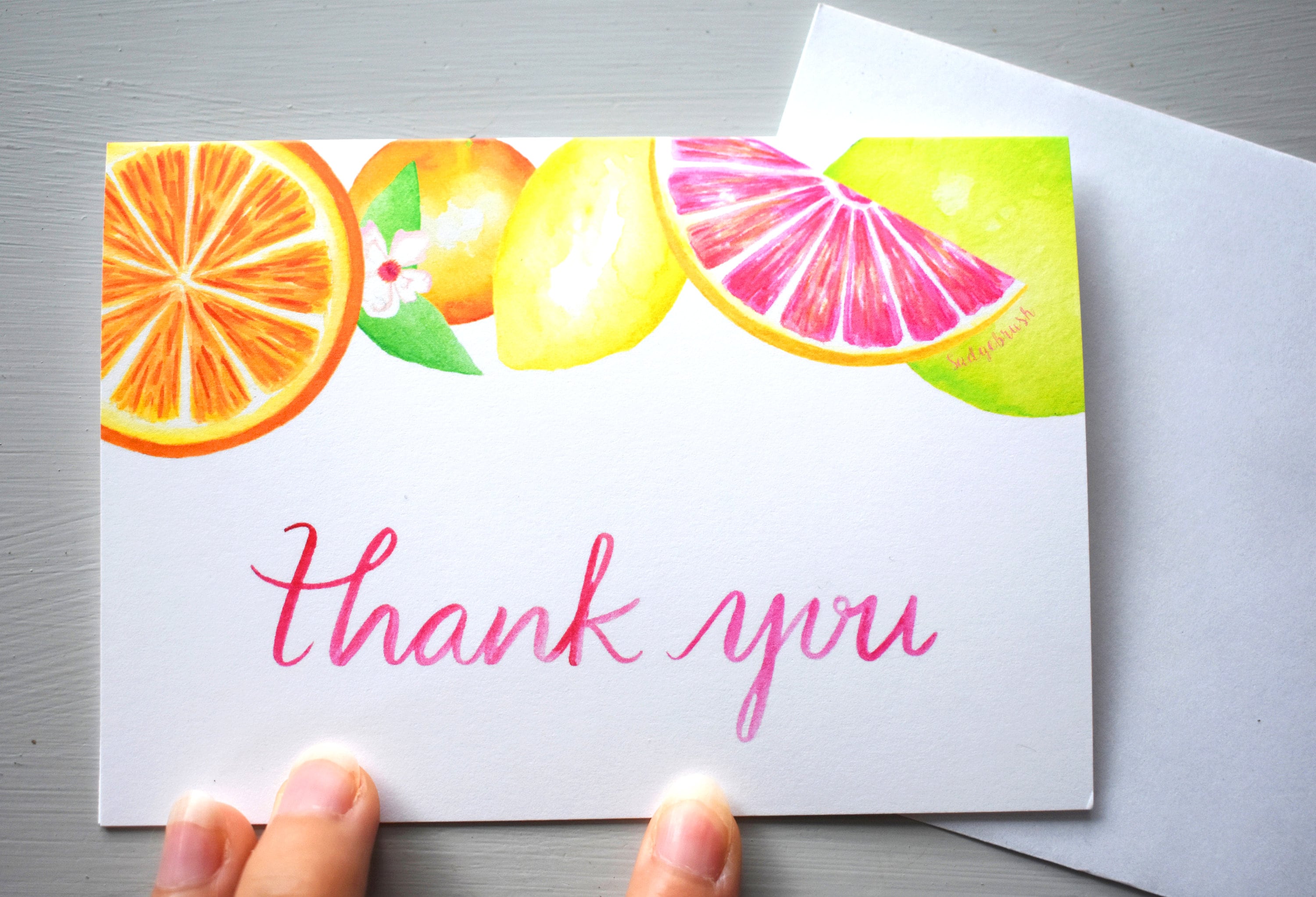 Thank You Cards/Citrus Fruit/ Hand Painted Cards/Greeting | Etsy