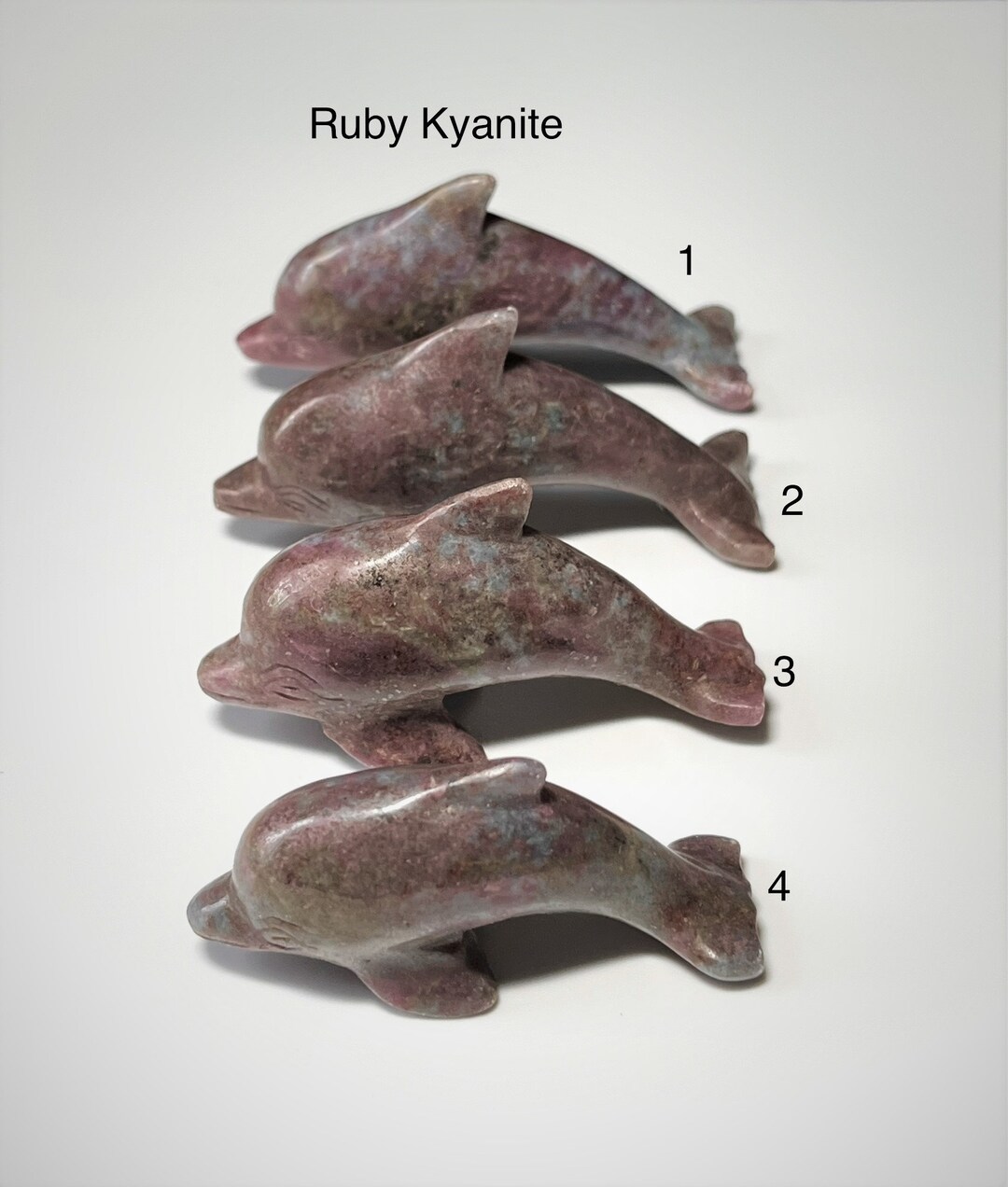 Ruby Kyanite Hand Carved Dolphins / Rare / Energy Stone / Ornament ...