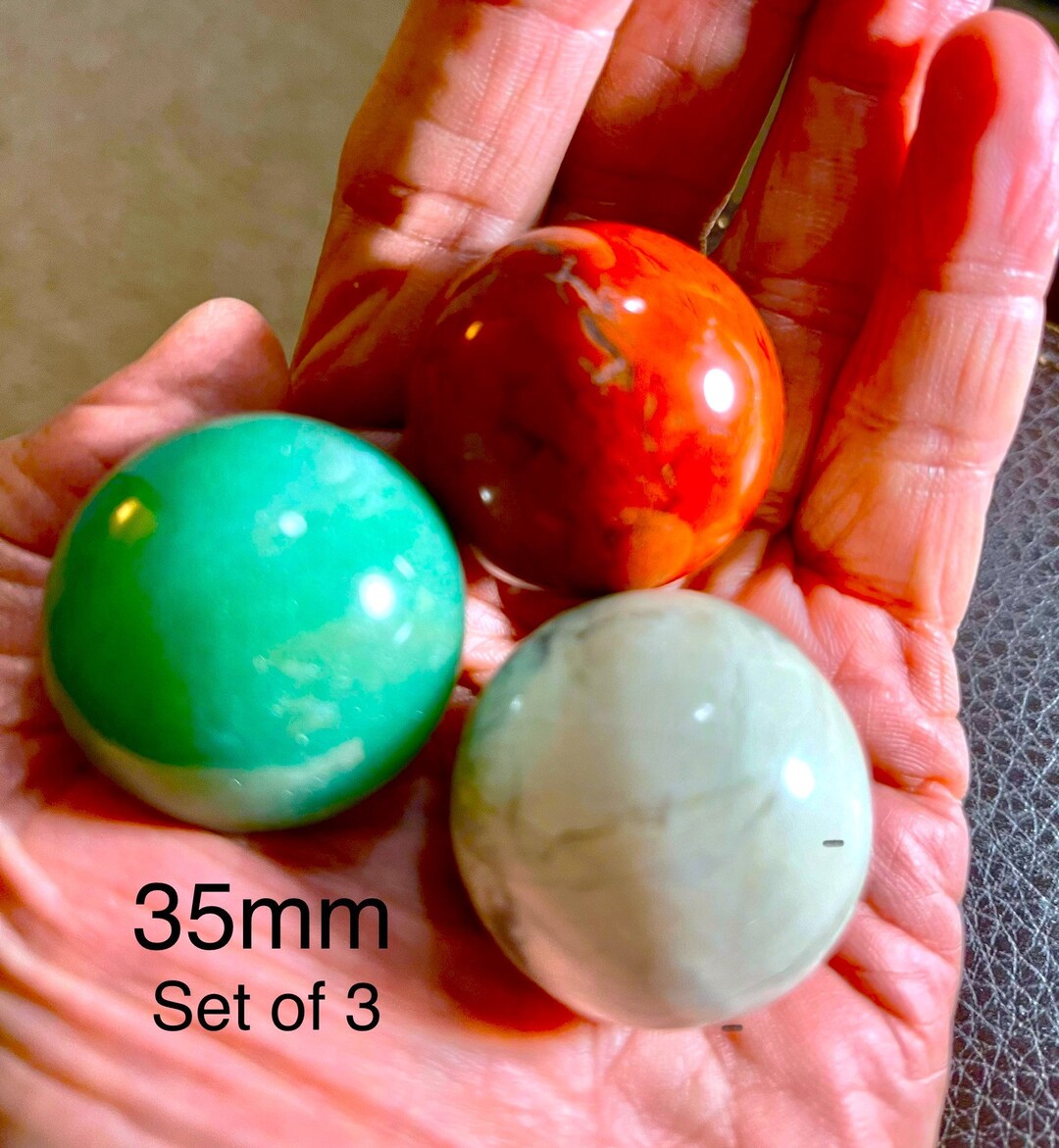 3 Gemstone 35mm Spheres - Set of 3 - Very Nice Quality! - Etsy