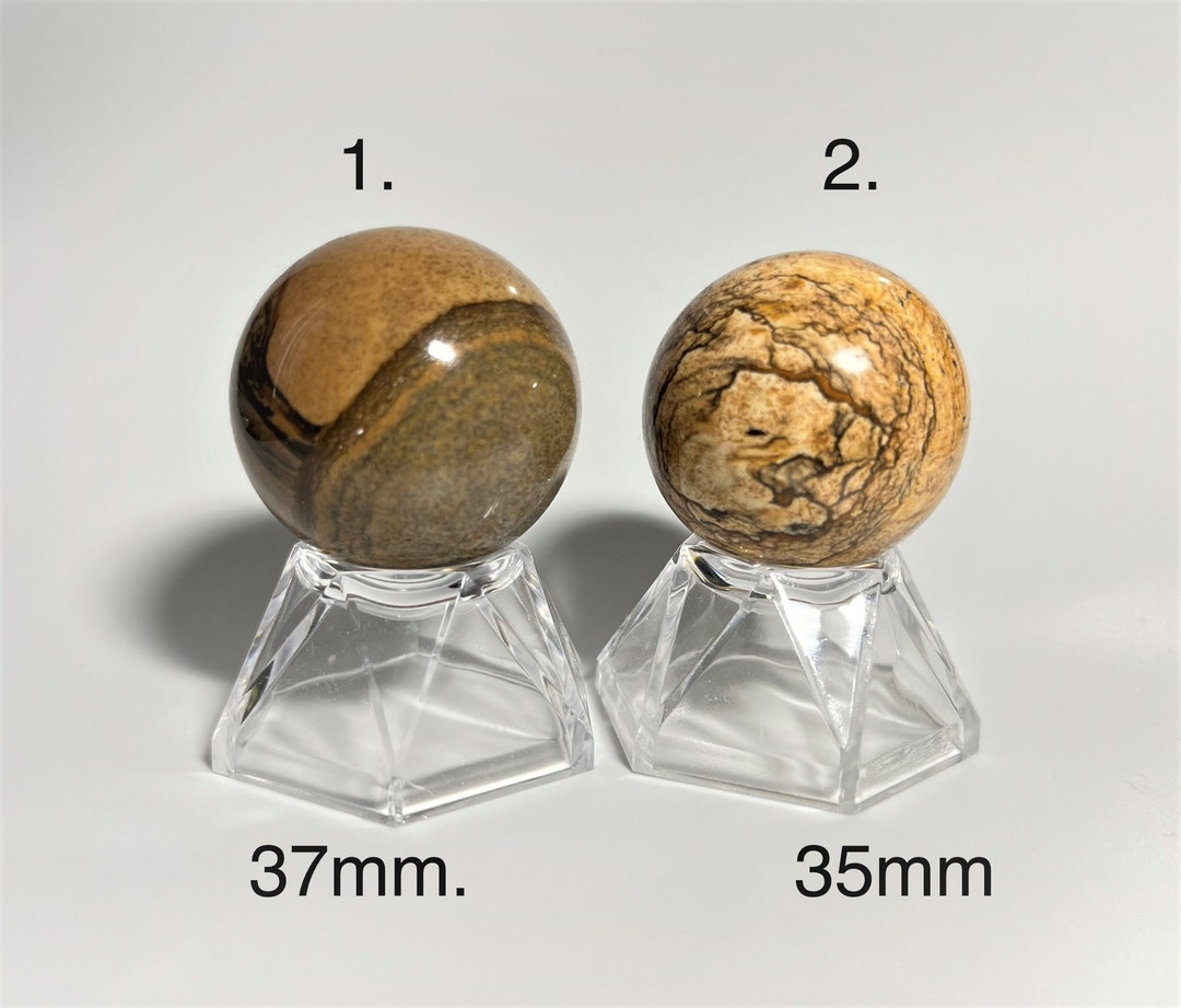 Picture Jasper 37mm & 35mm - Sphere! Well Polished! PERFECT ROUND. Top ...