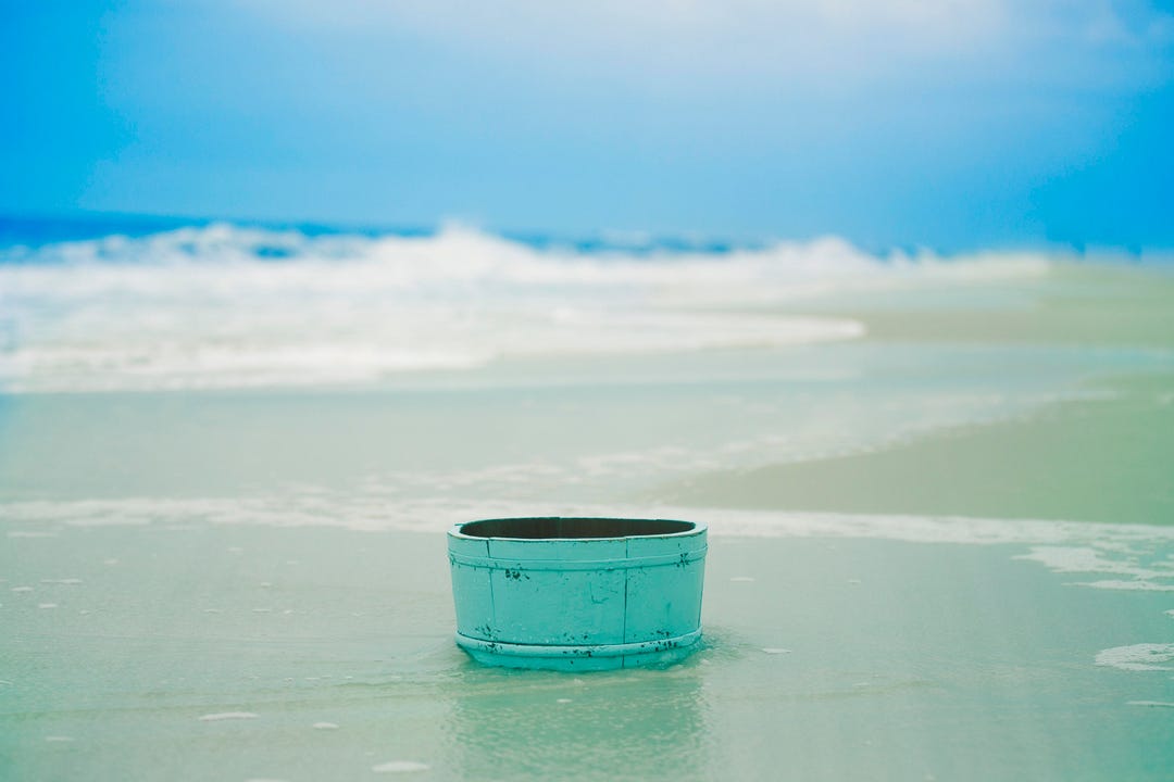 Blue Bucket by the Ocean With Waves for Newborn & Baby Digital ...