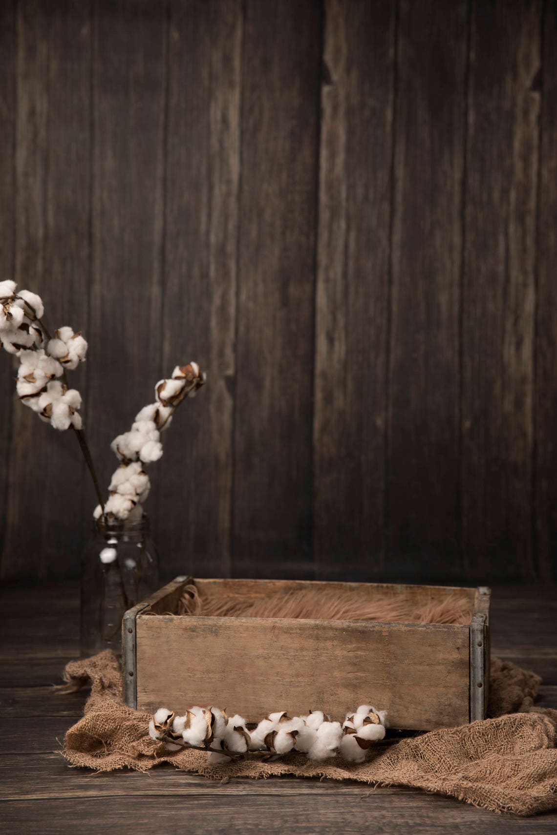 Set of 2 Vertical/horizontal Vintage Box With Cotton Plants | Etsy