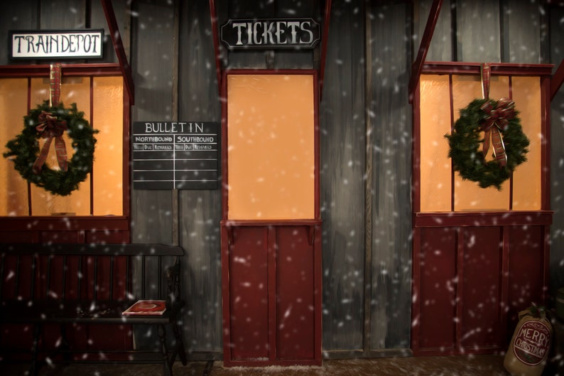 Train Depot Winter/ Holiday Christmas Digital Backdrop/digital ...