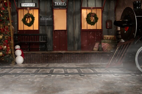 Christmas / Winter / Holiday Train Depot With Snowman Tracks | Etsy