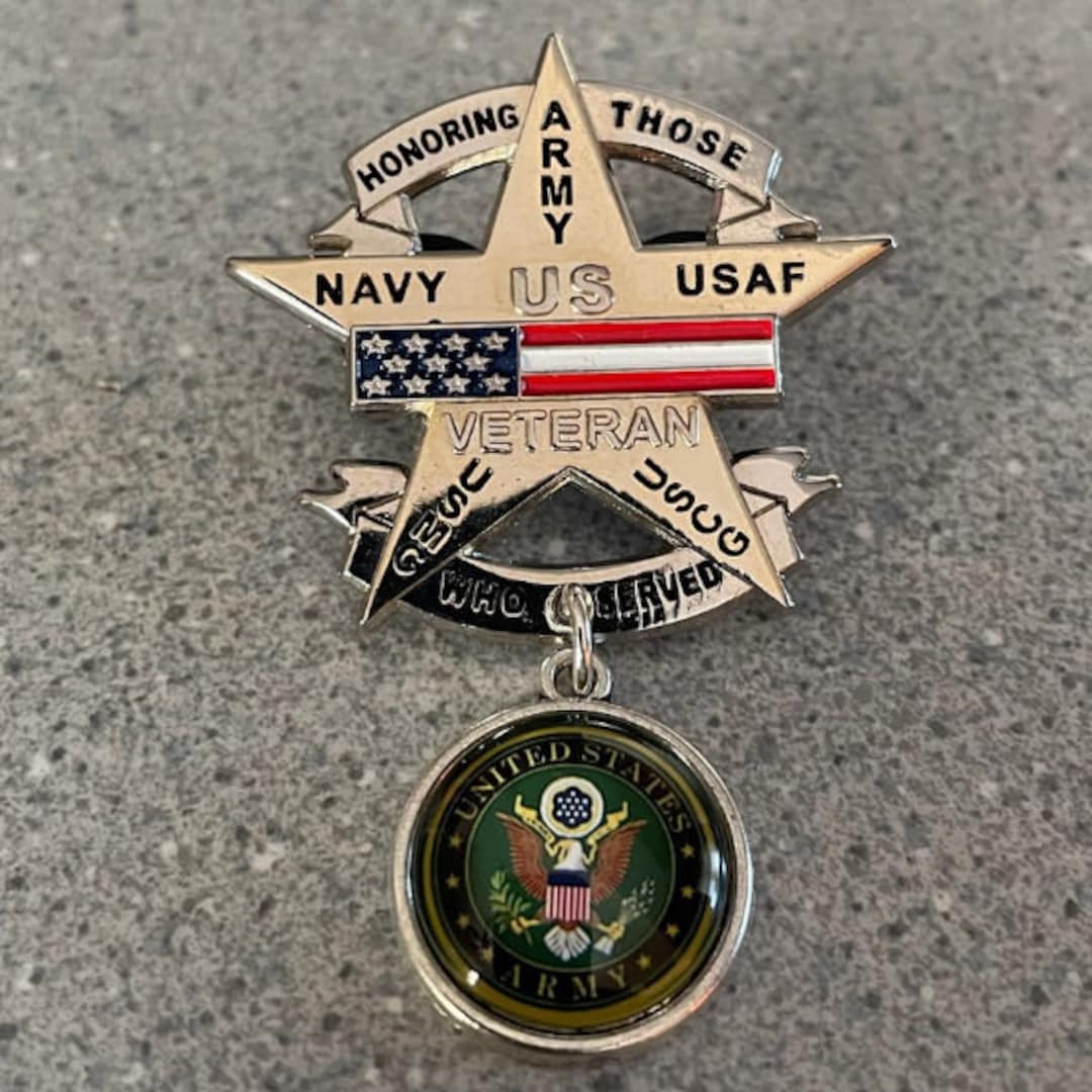 US Army Lapel Pin W/ Charm - Etsy