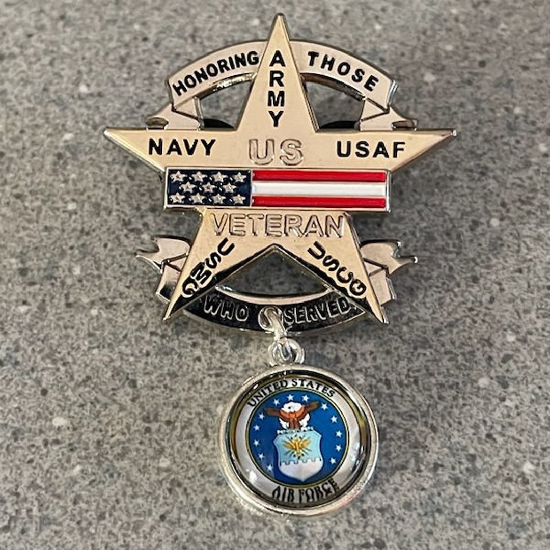 US Air Force Lapel Pin W/ Charm - Etsy
