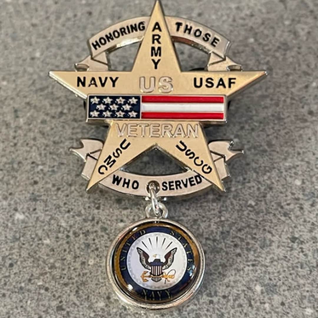 US Navy Lapel Pin W/ Charm - Etsy