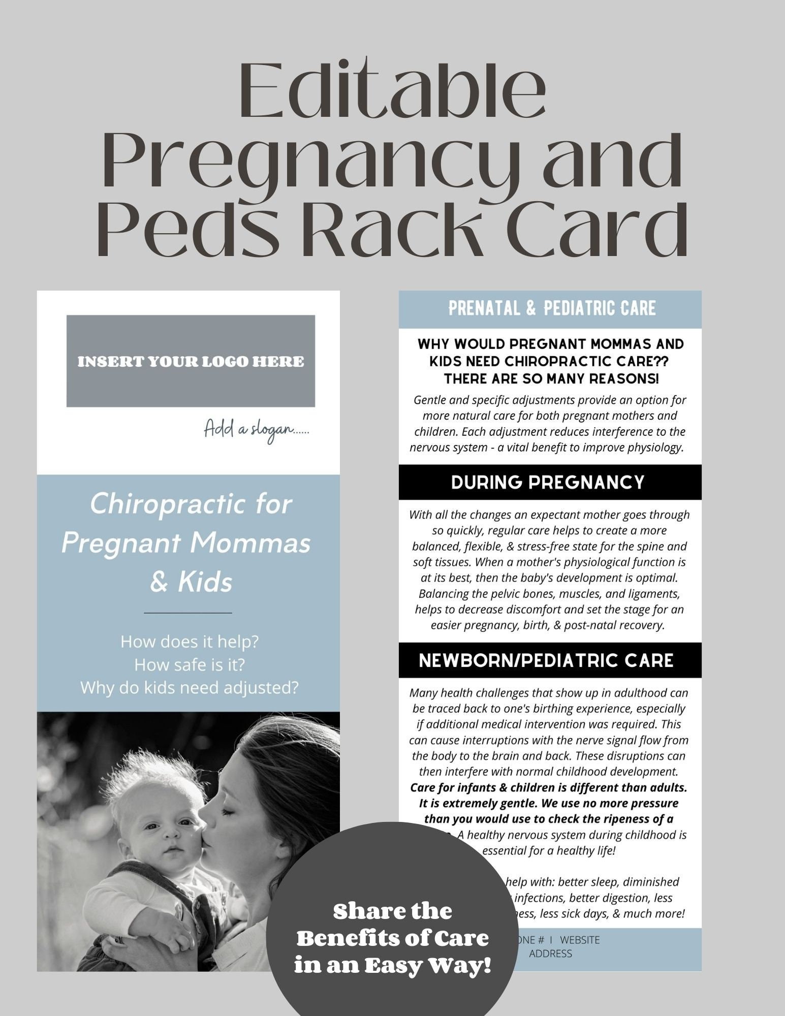 Chiropractic Care Rack Card Pregnancy and Pediatrics - Etsy