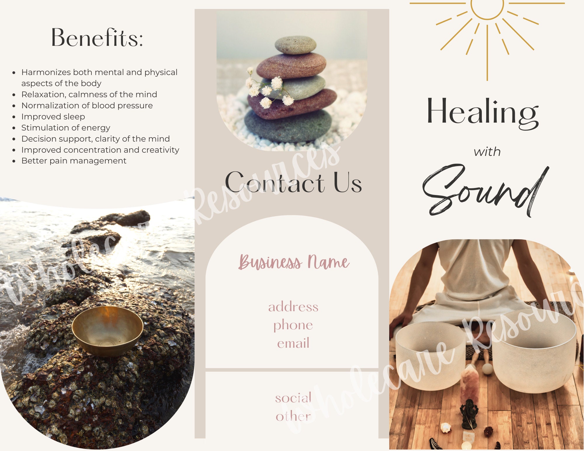 Sound Healing Brochure Template Digital Delivery, Custom Digital ...