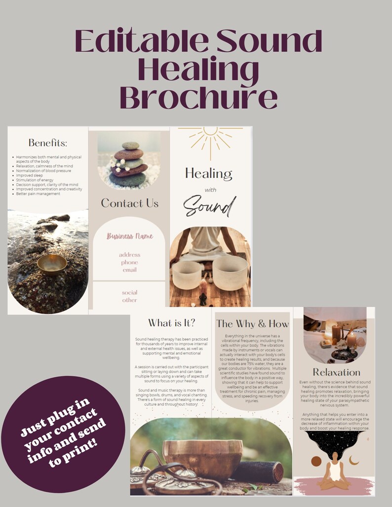 Sound Healing Brochure Template Digital Delivery, Custom Digital ...
