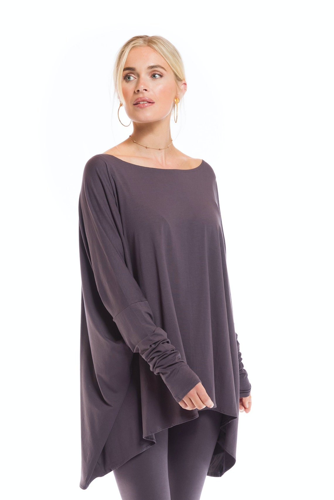 Bamboo Baggy Box Top Charcoal \ Yoga Wear \ Baggy Top \ Lightweight ...