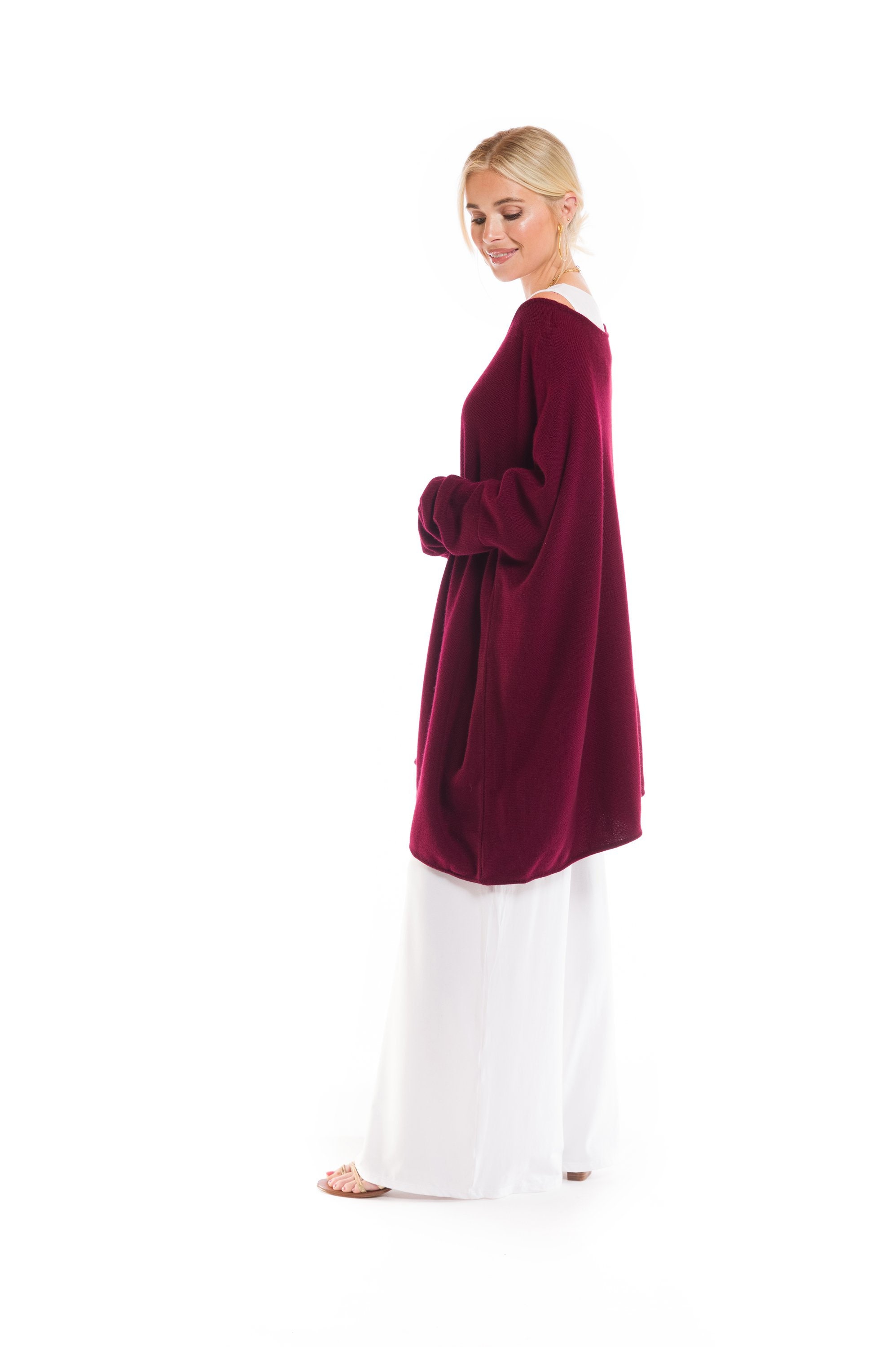 Cashmere Snuggle Box Jumper 4 Ply Burgundy/ Baggy / Tantra / - Etsy UK
