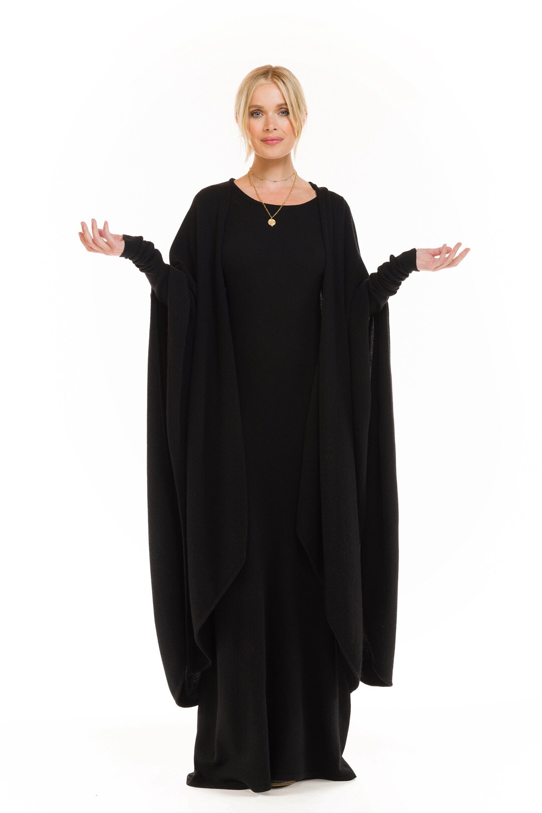 Avalon 4 Ply Cashmere Cape Black Shawl Silky Luxury - Etsy