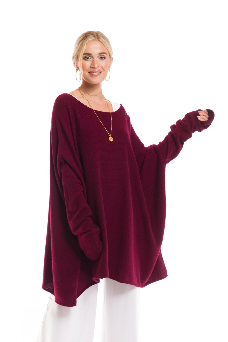 Cashmere Snuggle Box Jumper 4 Ply Burgundy/ Baggy / Tantra / - Etsy UK