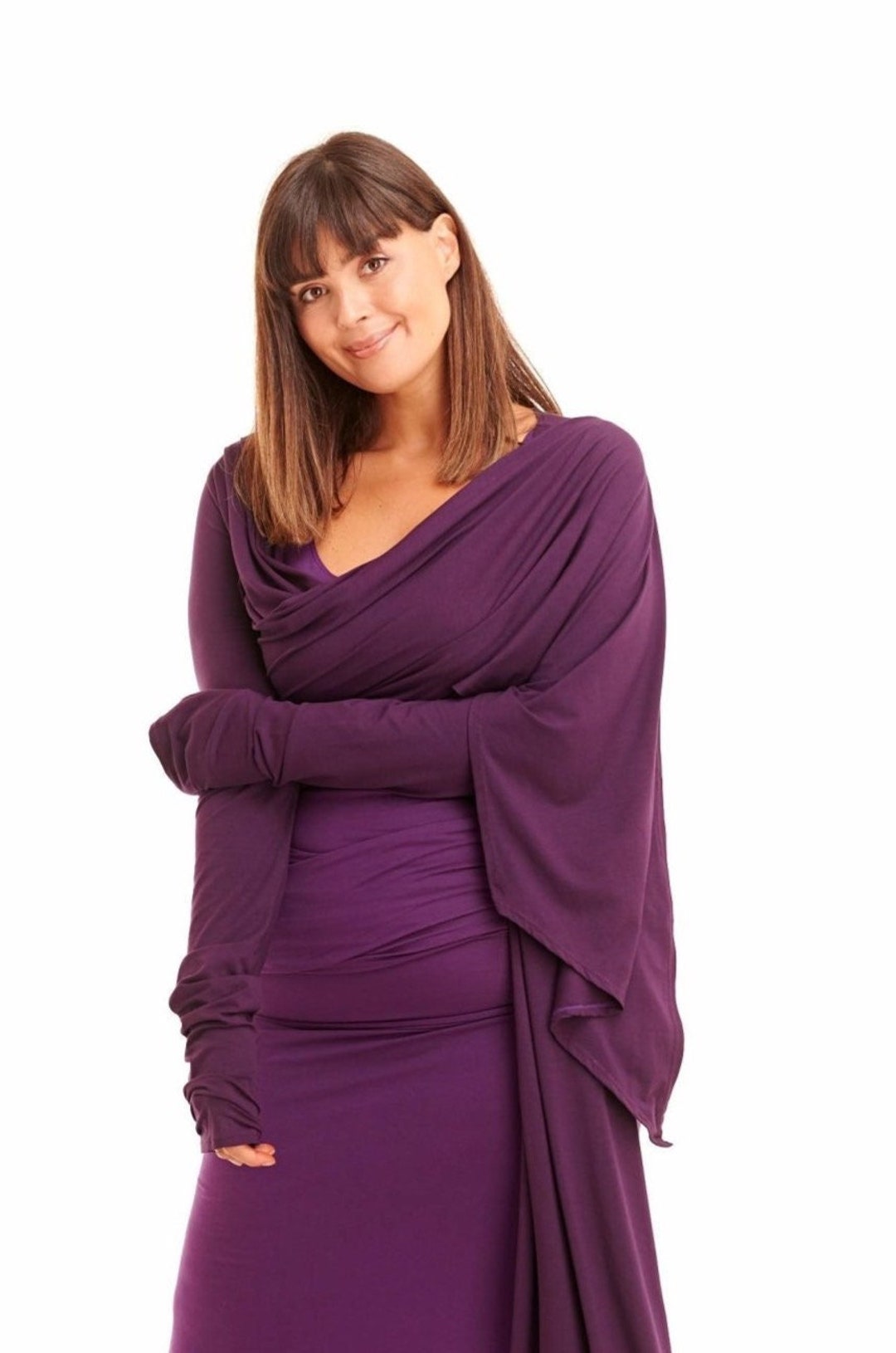 Bamboo Drape Shrug Deep Purple \ Eco \ Long Layer \ Wrap \ Bolero ...