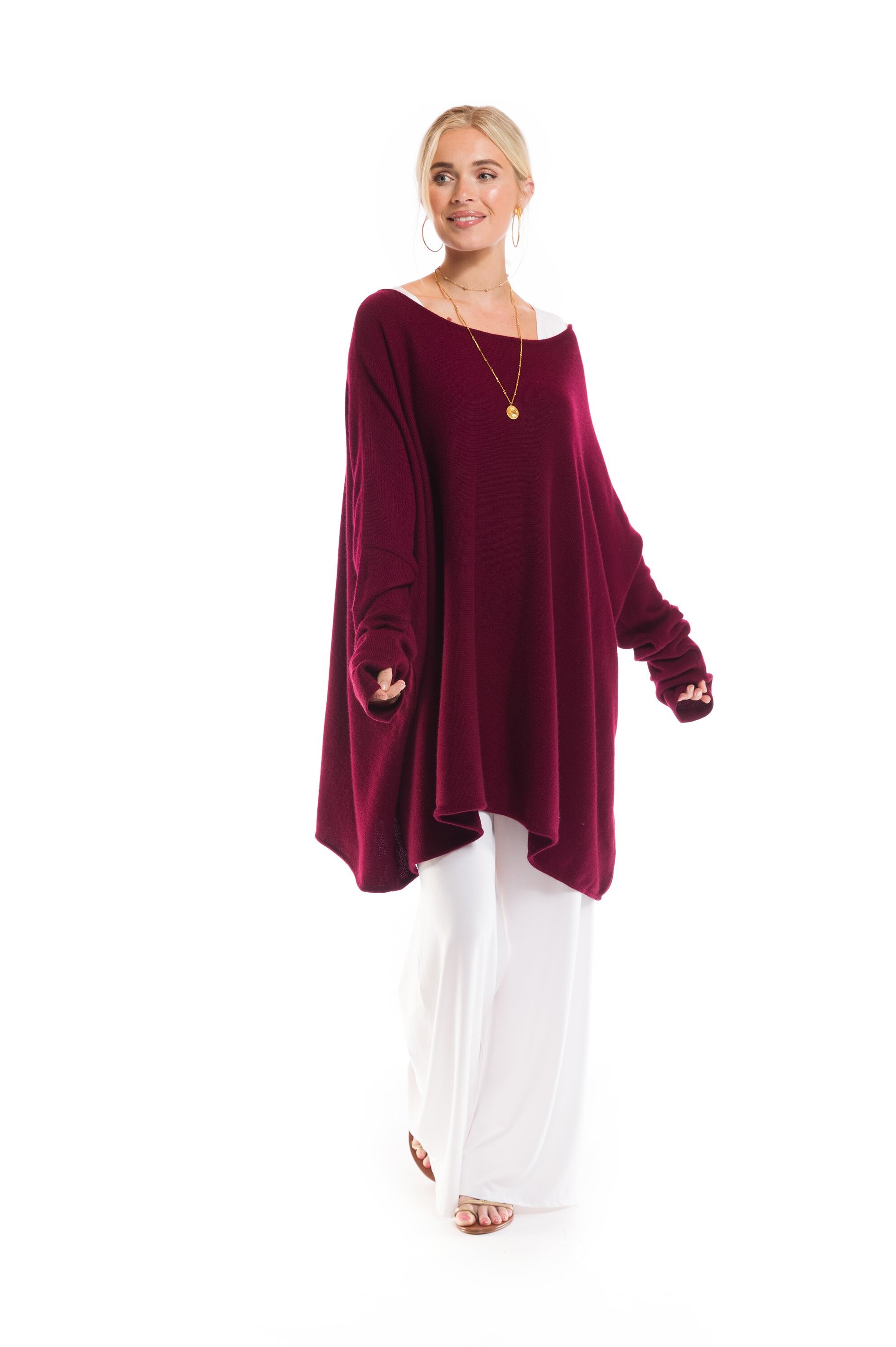 Cashmere Snuggle Box Jumper 4 Ply Burgundy/ Baggy / Tantra / - Etsy UK