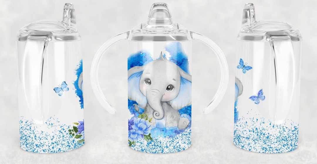 Blue Baby Elephant Sippy Cup, Great Gift for Baby or Toddler, Can Be ...