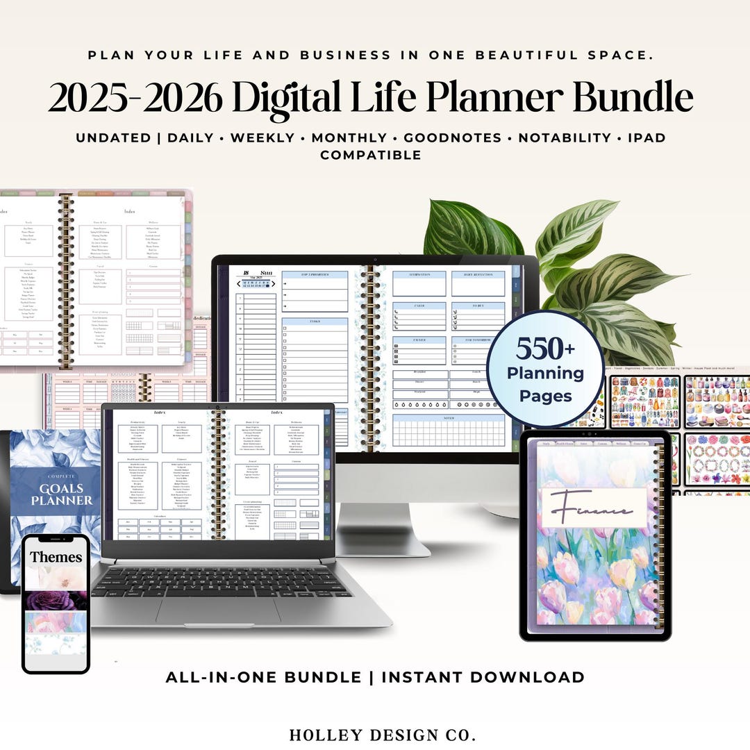 All in One Digital Life Planner Bundle 2025 Undated | Goodnotes iPad ...