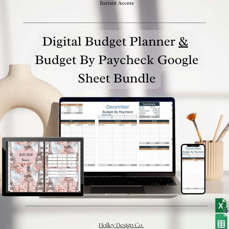 Digital Budget Planner & Budget My Paycheck Bundle Manage - Etsy