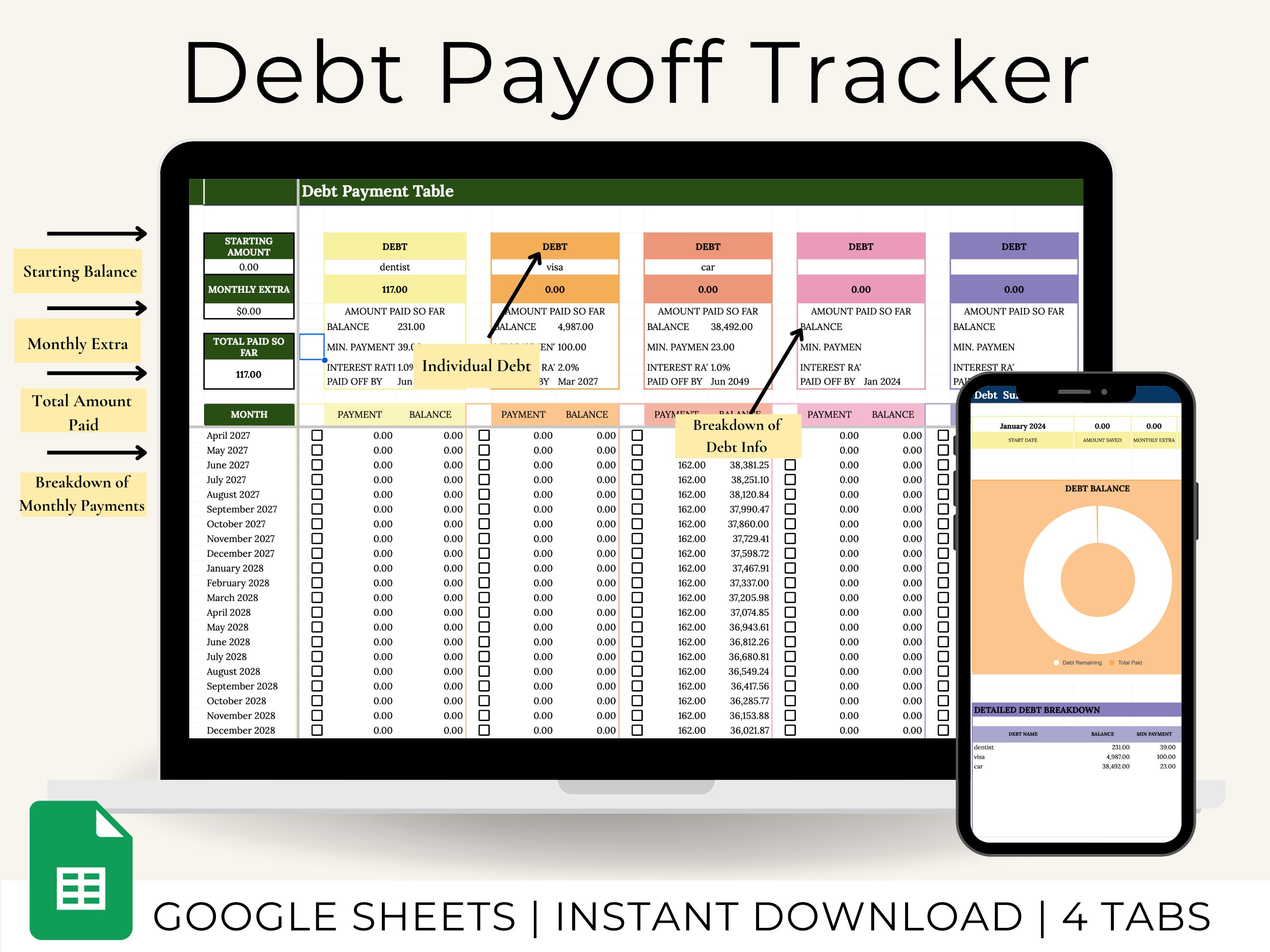 Debt Payoff Tracker Debt Payoff Chart Debt Snowball Money Management ...