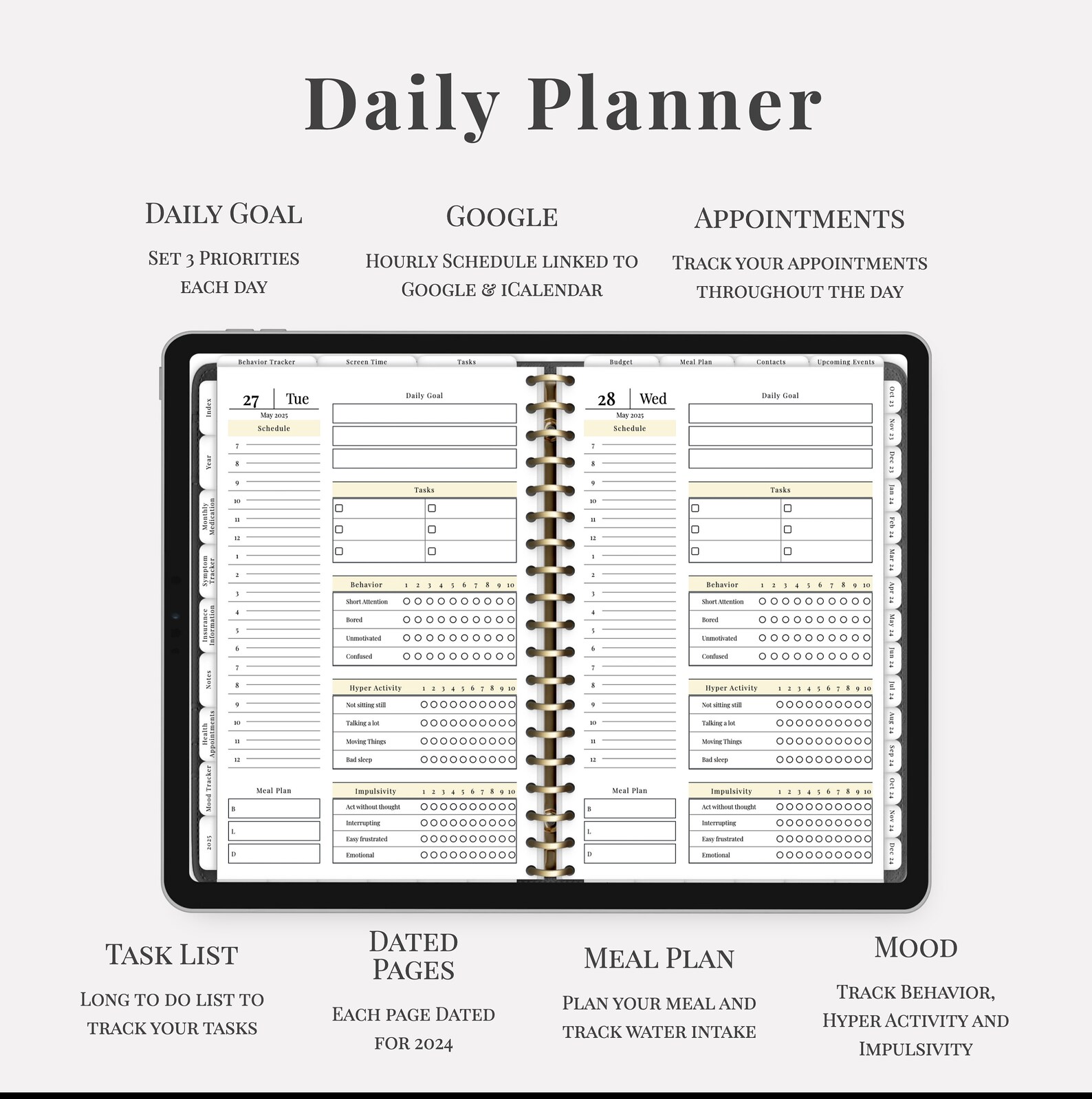 2024,2025 & Undated Digital Daily/weekly Planner for Parents of ...