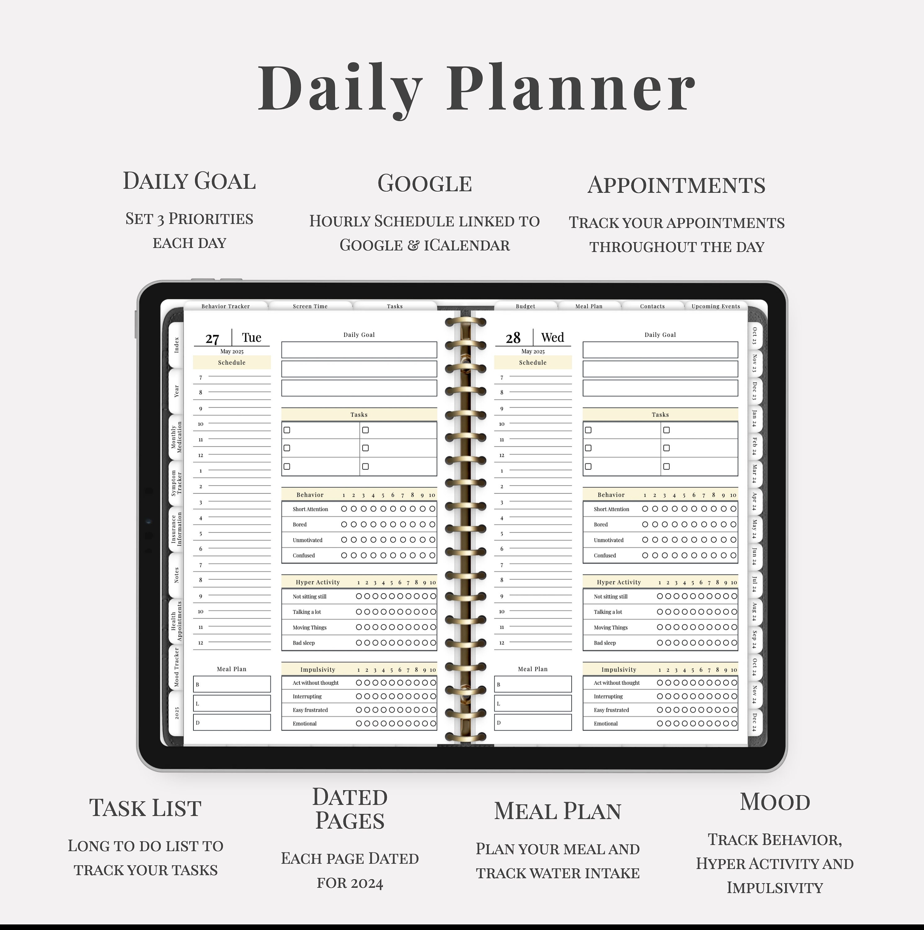 2024,2025 & Undated Digital Daily/weekly Planner for Parents of ...