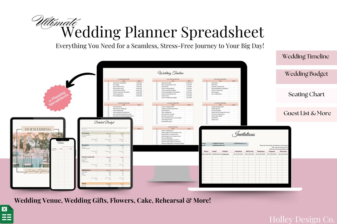 Wedding Budget Planner Spreadsheet: Wedding Timeline, Guest List ...