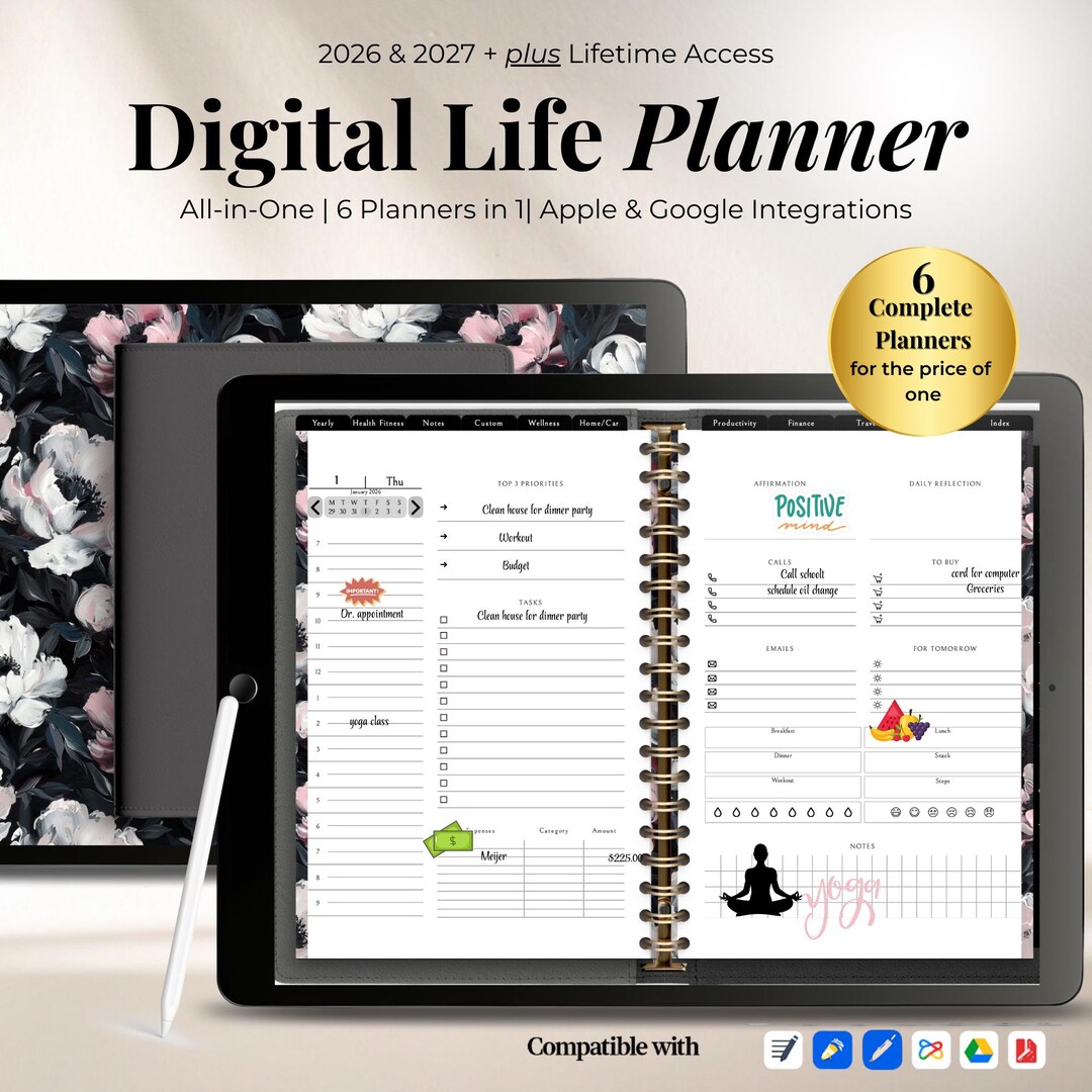 Digital Life Planner Bundle 2025-2027 and Undated Version 6themes With ...