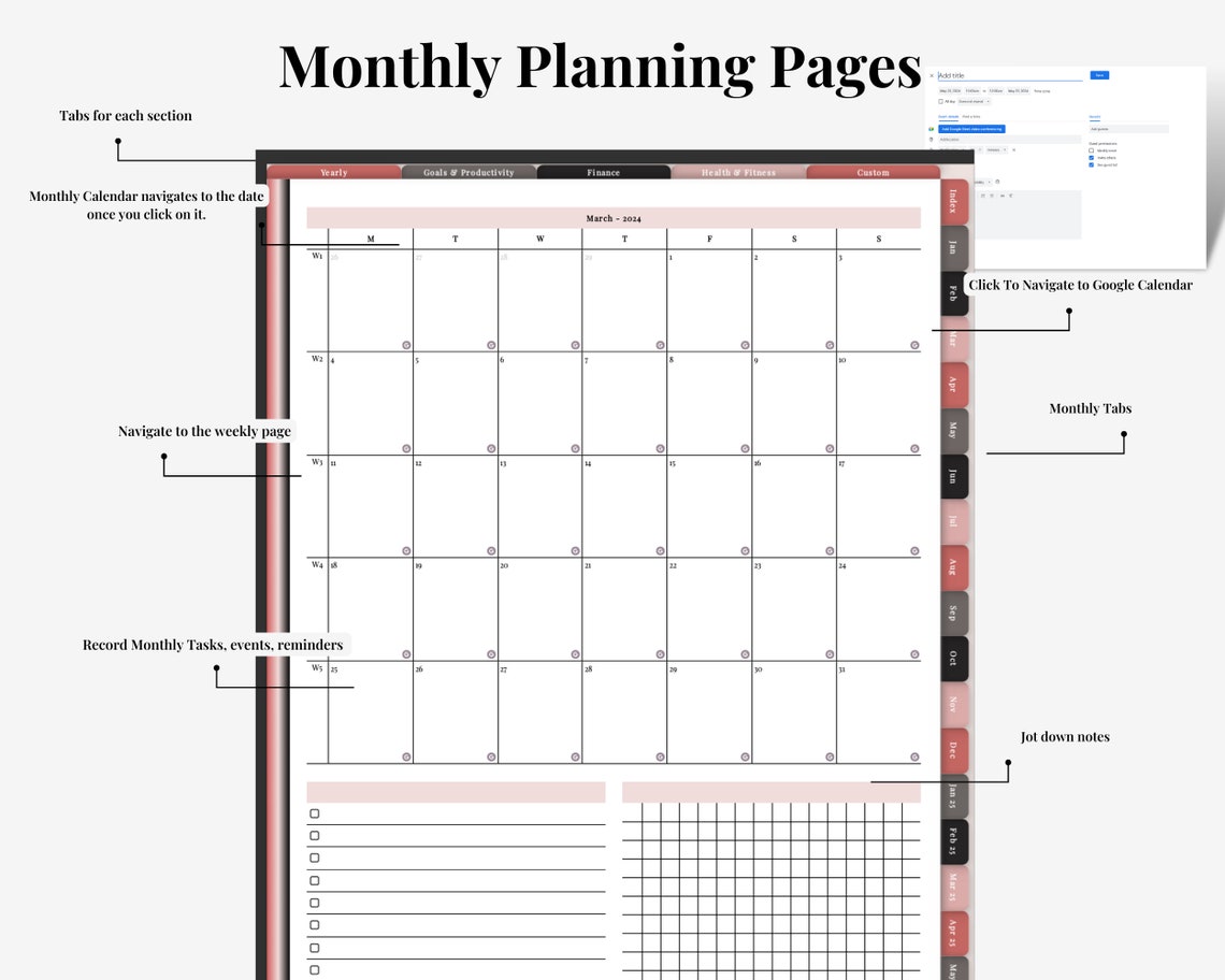 2024-2025 18 Month Daily/weekly Digital Organizer for Fitness, Finance ...