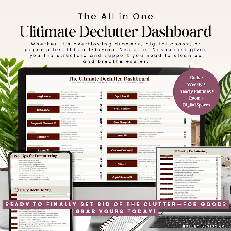 Decluttering Dashboard Spreadsheet | Home & Digital Organization ...