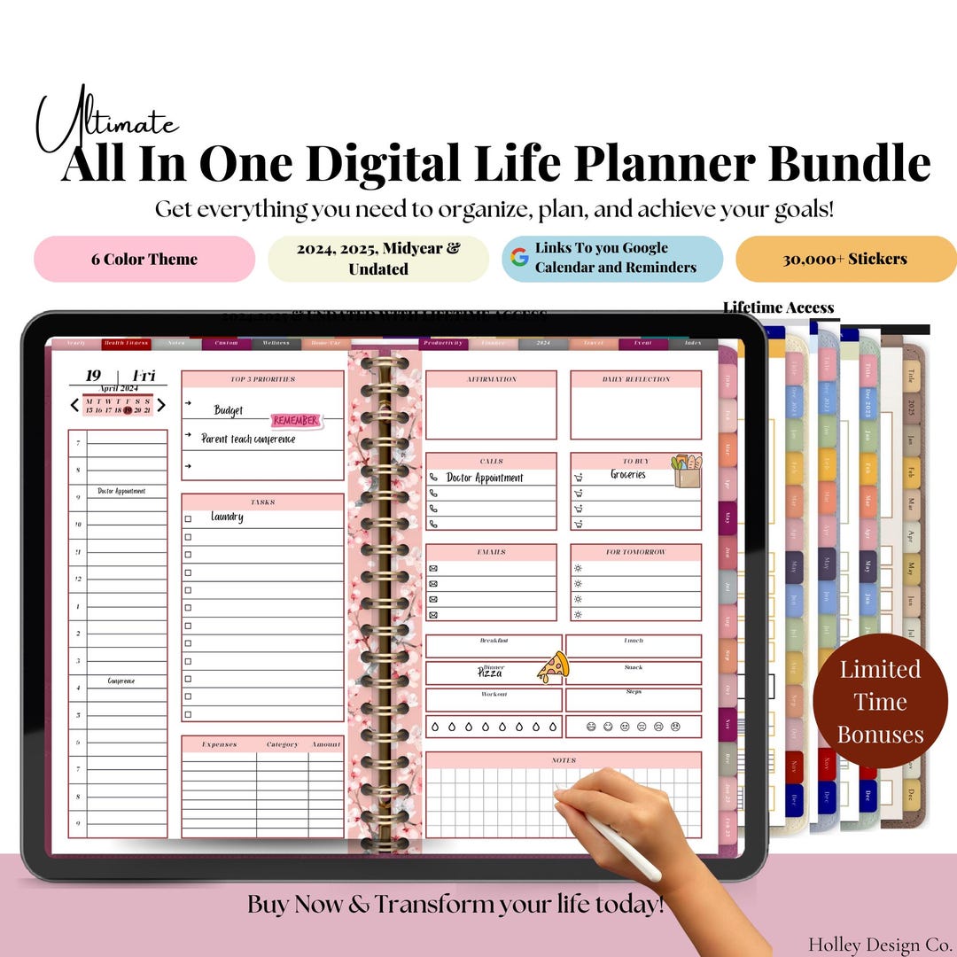 2024, 2025, Undated Ultimate Digital Planner, Goodnotes Planner, iPad ...