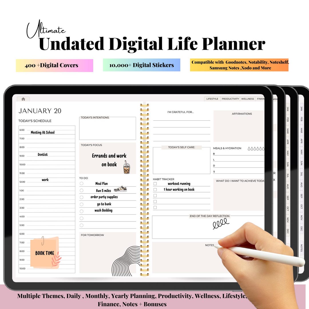 All-in-one Digital Planner,undated Digital Planner, Digital Journal ...