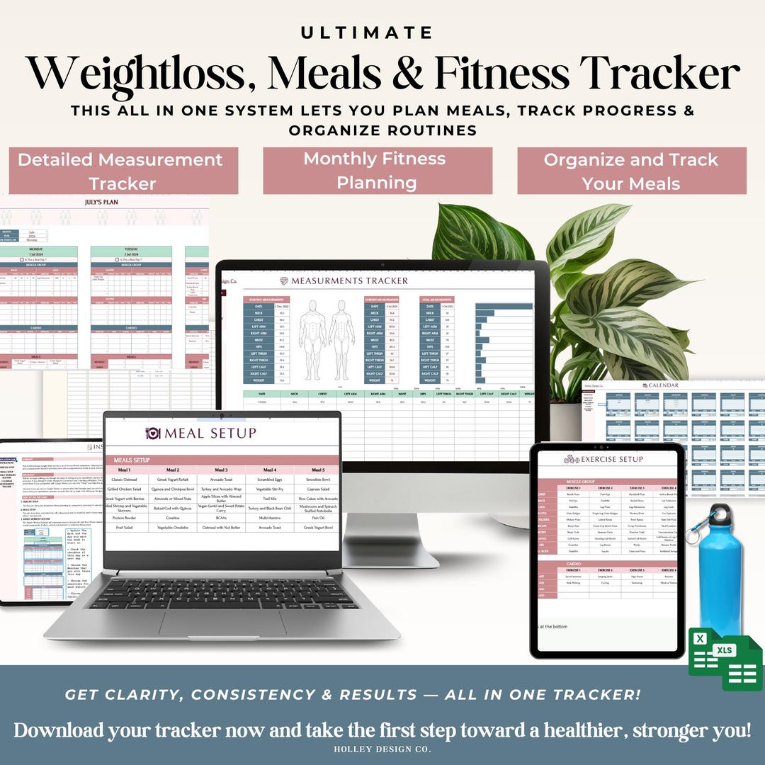 All-in-one Fitness Planner Google Sheet | Workout Tracker, Meal Planner ...