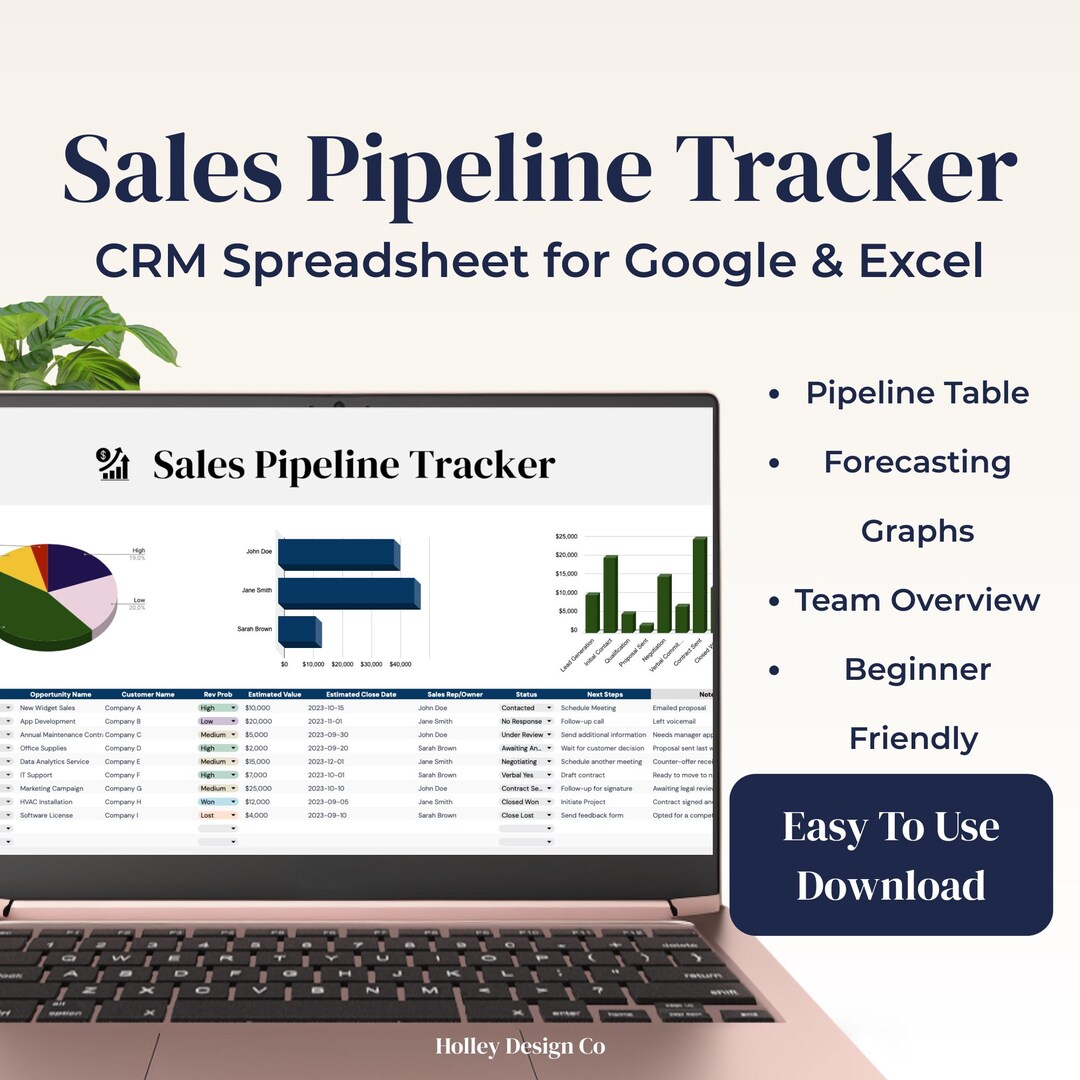 Sales Pipeline Tracker Spreadsheet for Google Sheets & Excel | CRM ...