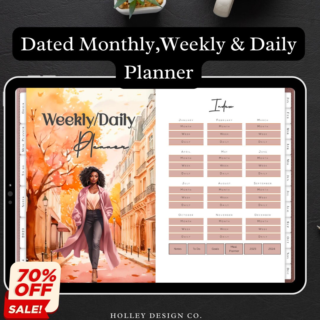 Ultimate Digital Dated Planner 2023-2024 | Hyperlinked Yearly Monthly ...