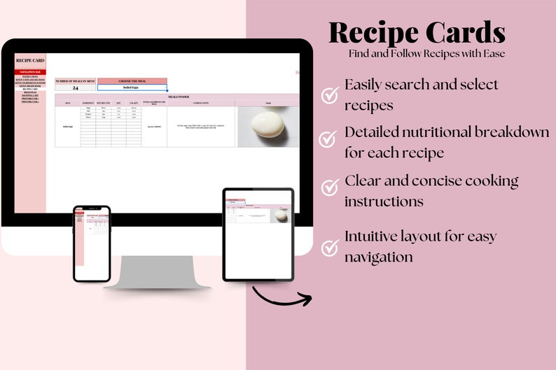 Weekly and Monthly Meal Planner and Automated Grocery List | Google Sheets | Food Prep| Recipe ...