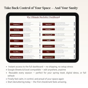 Decluttering Dashboard Spreadsheet | Home & Digital Organization ...