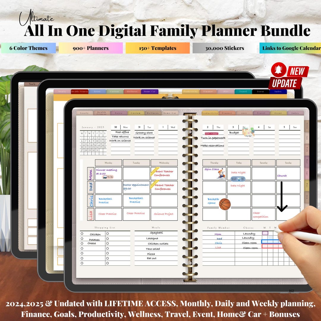 2025, 2026, Undated Family & Household Planner Template, Home Organizer ...
