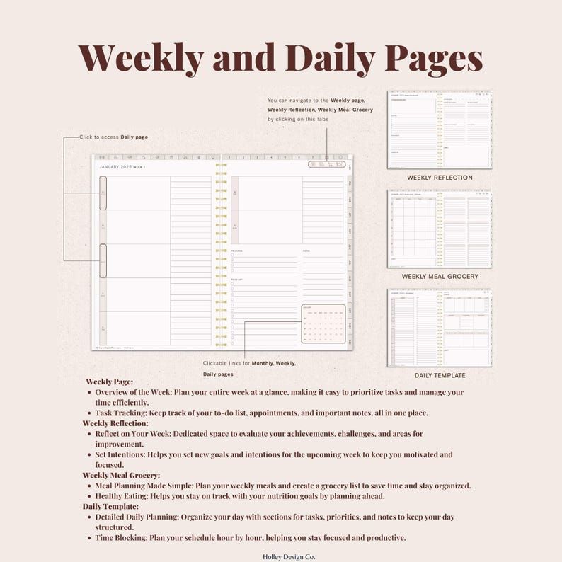 2024, 2025, Undated All-in-one Digital Planner, Weekly, Daily Planner ...