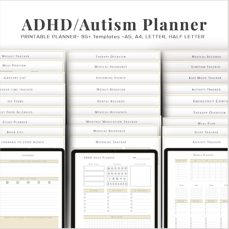 ADHD Autism Planner Printable | Daily Weekly Monthly A4 A5 US Letter ...
