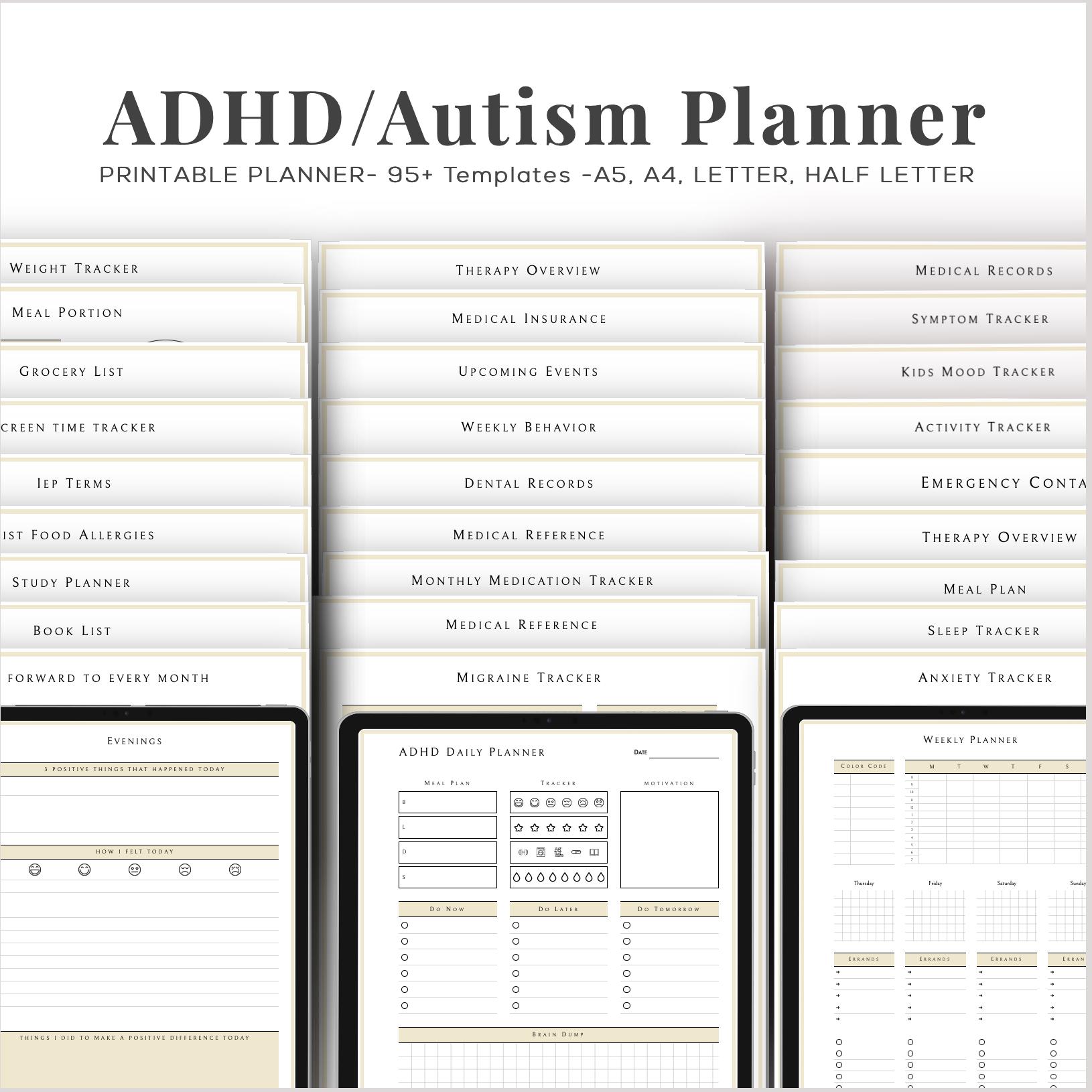 ADHD Autism Planner Printable | Daily Weekly Monthly A4 A5 US Letter ...