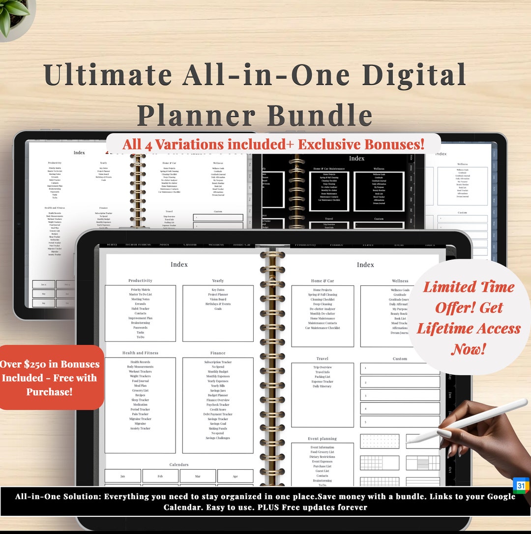 All-in-one Digital Planner 2024, 2025,mid Year, Undated, Noteshelf ...