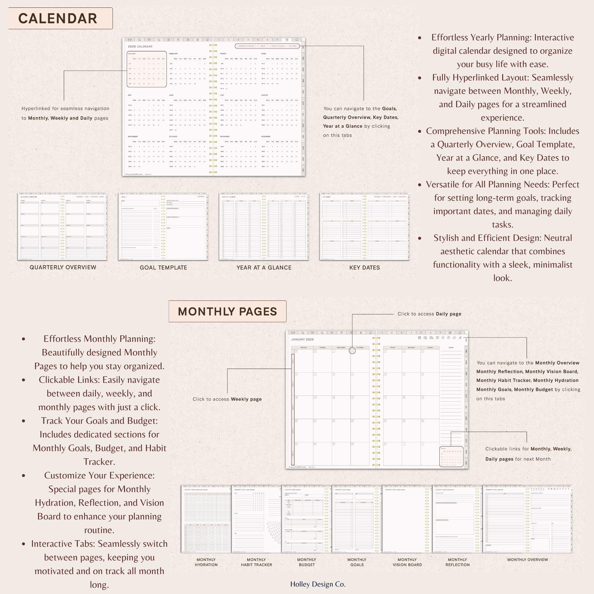 All-in-one Digital Planner 2024, 2025, 2026, Undated Digital Planner ...