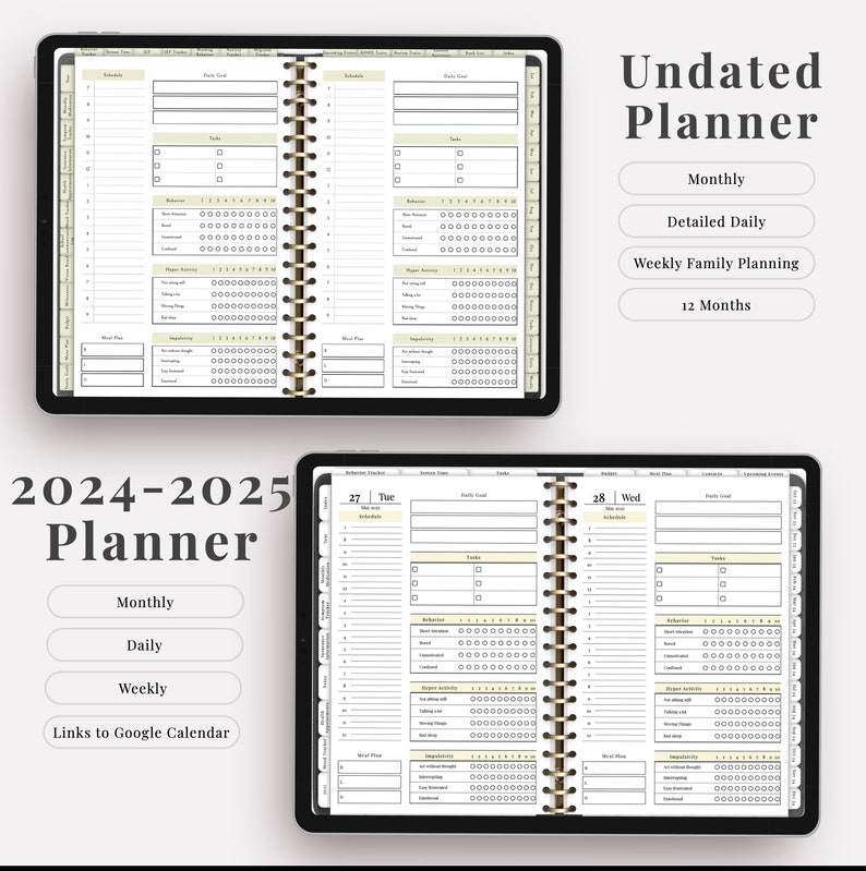 2024,2025 & Undated Digital Daily/weekly Planner for Parents of ...