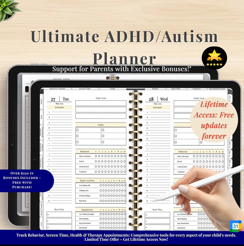 Digital Daily Planner for Parents of Children With ADHD and Autism 2023 ...