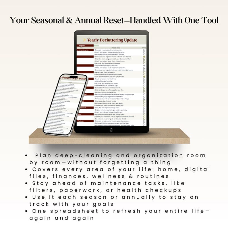 Decluttering Dashboard Spreadsheet | Home & Digital Organization ...
