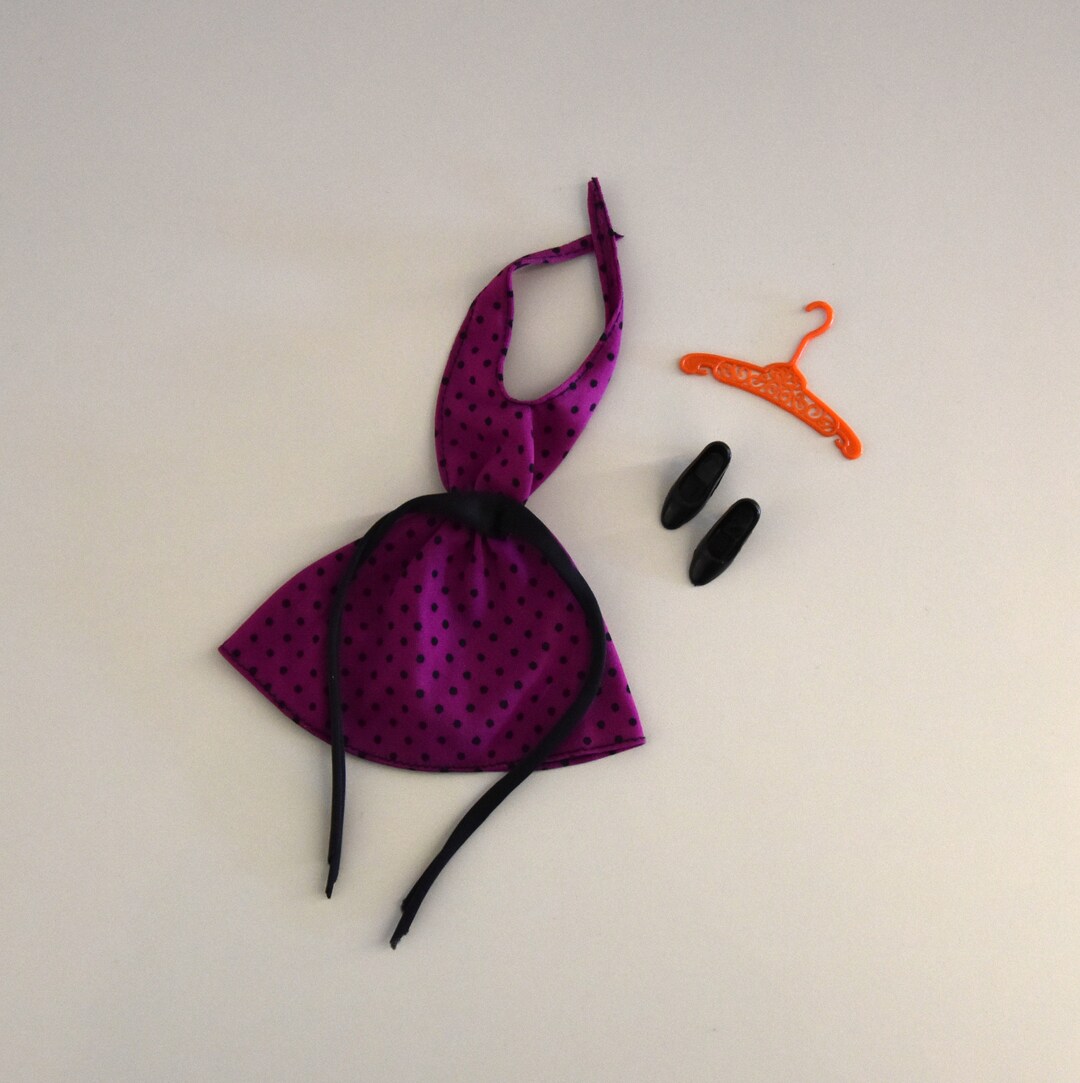 Vintage Dress Barbie / Halter Mini Dress Purple - Black / # 4804 ...